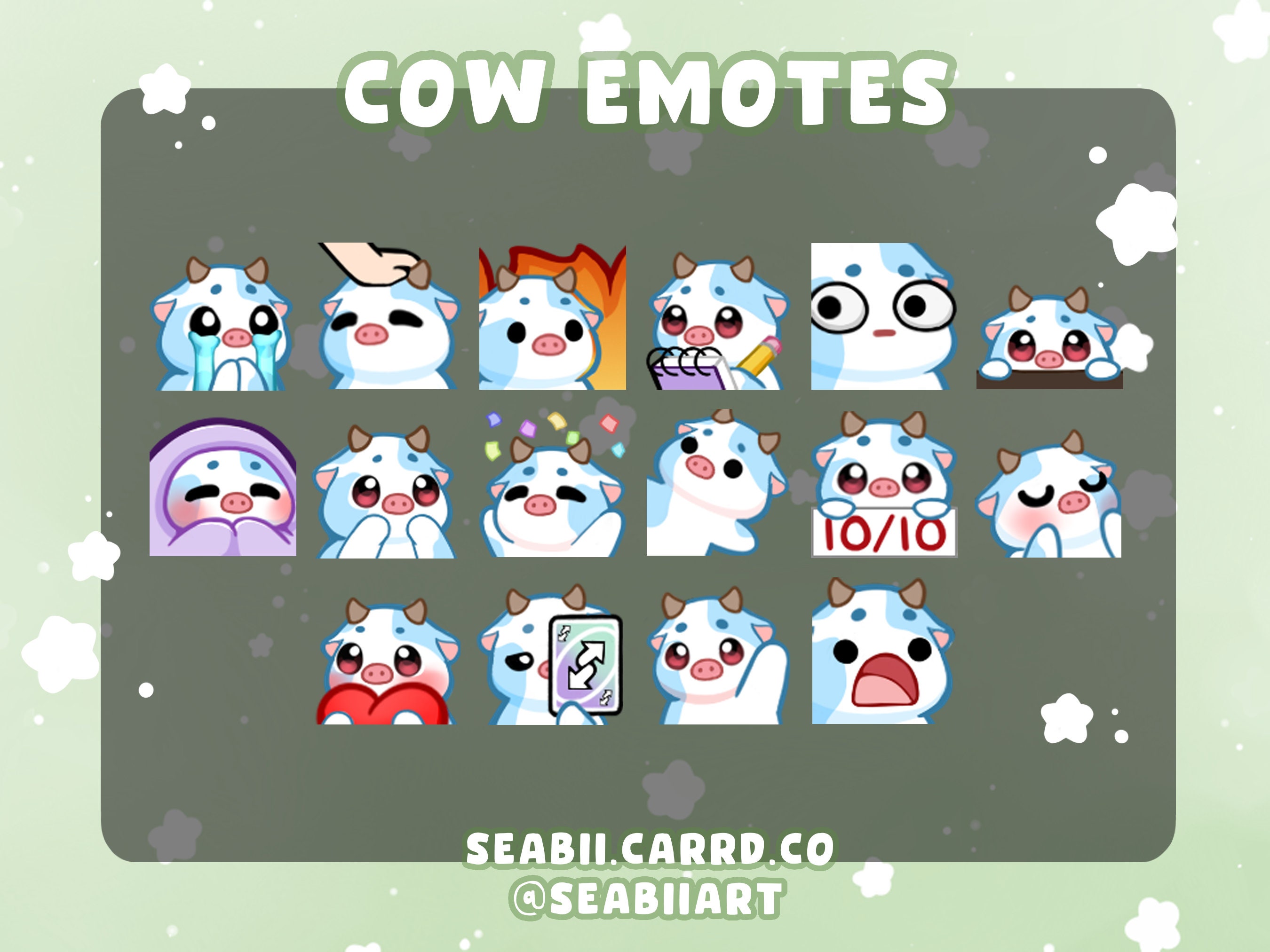 Cow Emote Pack for Twitch, Discord and Youtube P2U Emotes - Etsy