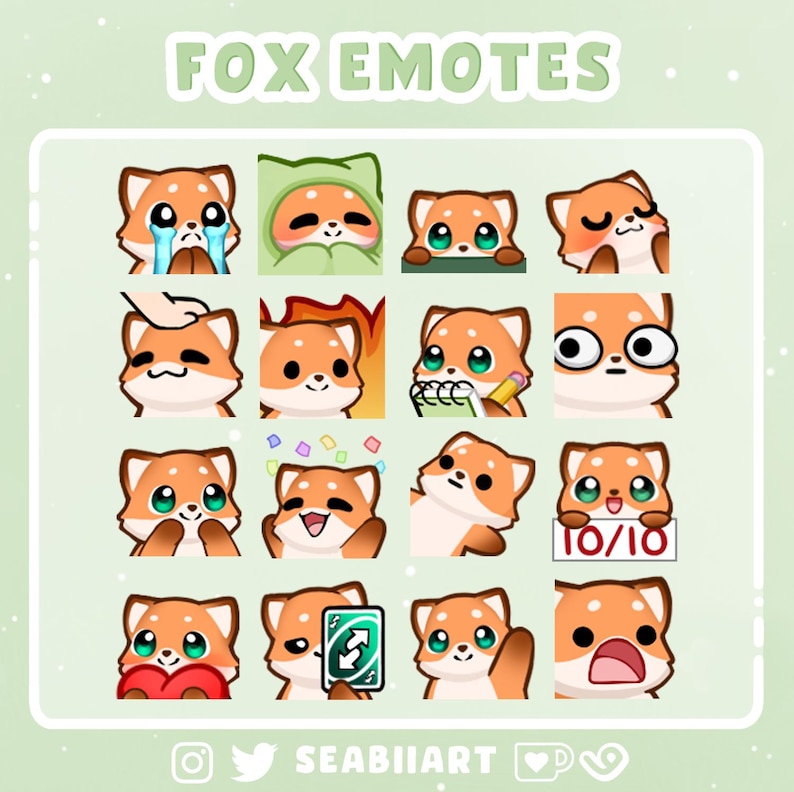 Fox Emote Pack for Twitch, Discord and Youtube | P2U Emotes - Etsy