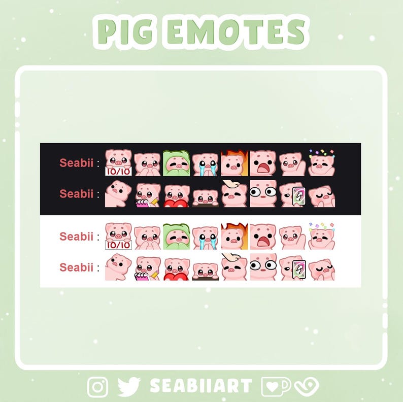 Pig Emote Pack for Twitch, Discord and Youtube | P2U Emotes - Etsy