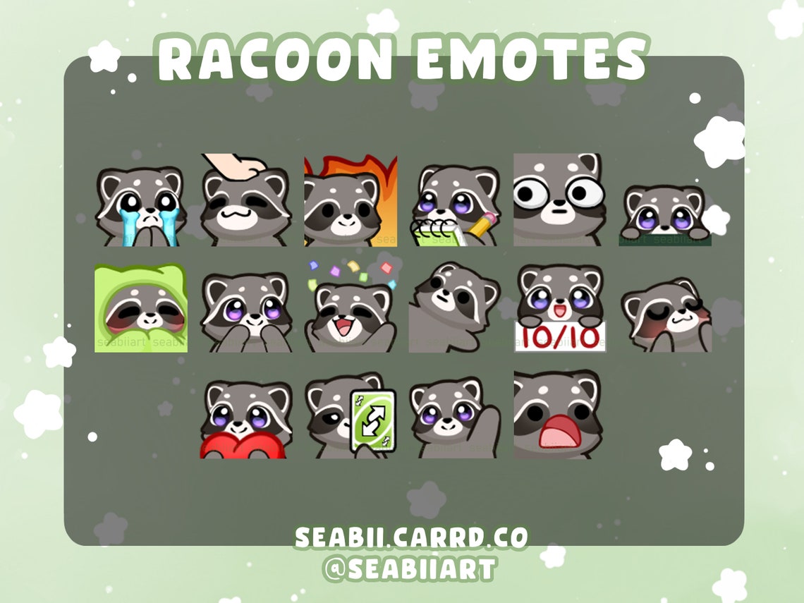 Racoon Emote Bundle Pack for Streaming Twitch, Discord, Youtube P2U ...
