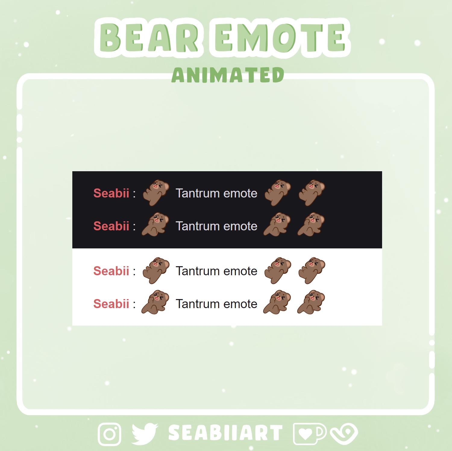 Animated Bear Emote: Temper Tantrum, Twitch/discord/youtube (digital ...