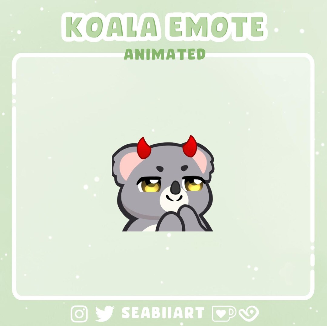 Animated Koala Emote: Evil Devil Horns, Twitch/discord/youtube (digital ...