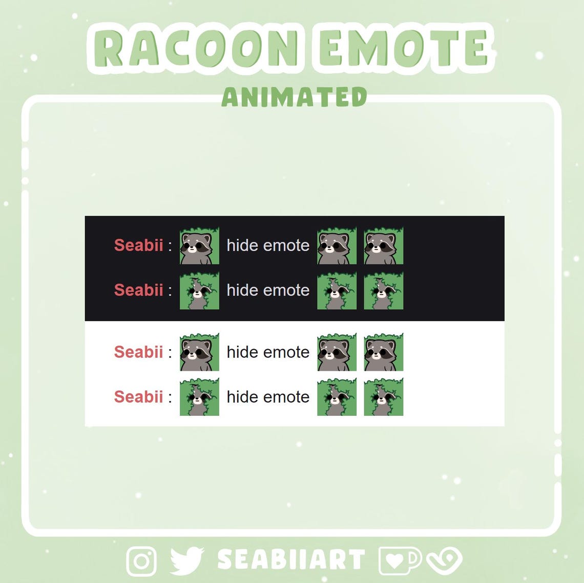 Animated Racoon Emote: Hiding Bush Meme, Twitch/discord/youtube ...