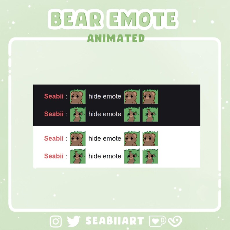 Animated Bear Emote: Hiding Bush Meme, Twitch/discord/youtube (digital ...