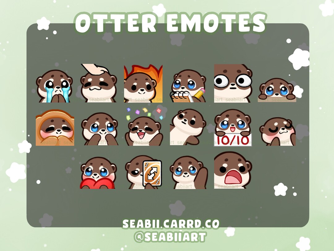 Otter Emote Pack for Twitch, Discord and Youtube P2U Emotes - Etsy