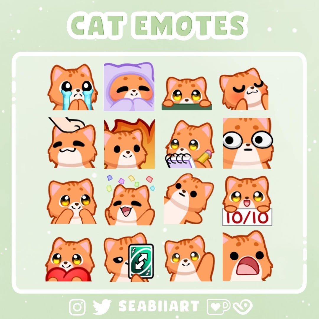 Orange Cat Emote Pack for Twitch, Discord and Youtube | P2U Emotes - Etsy