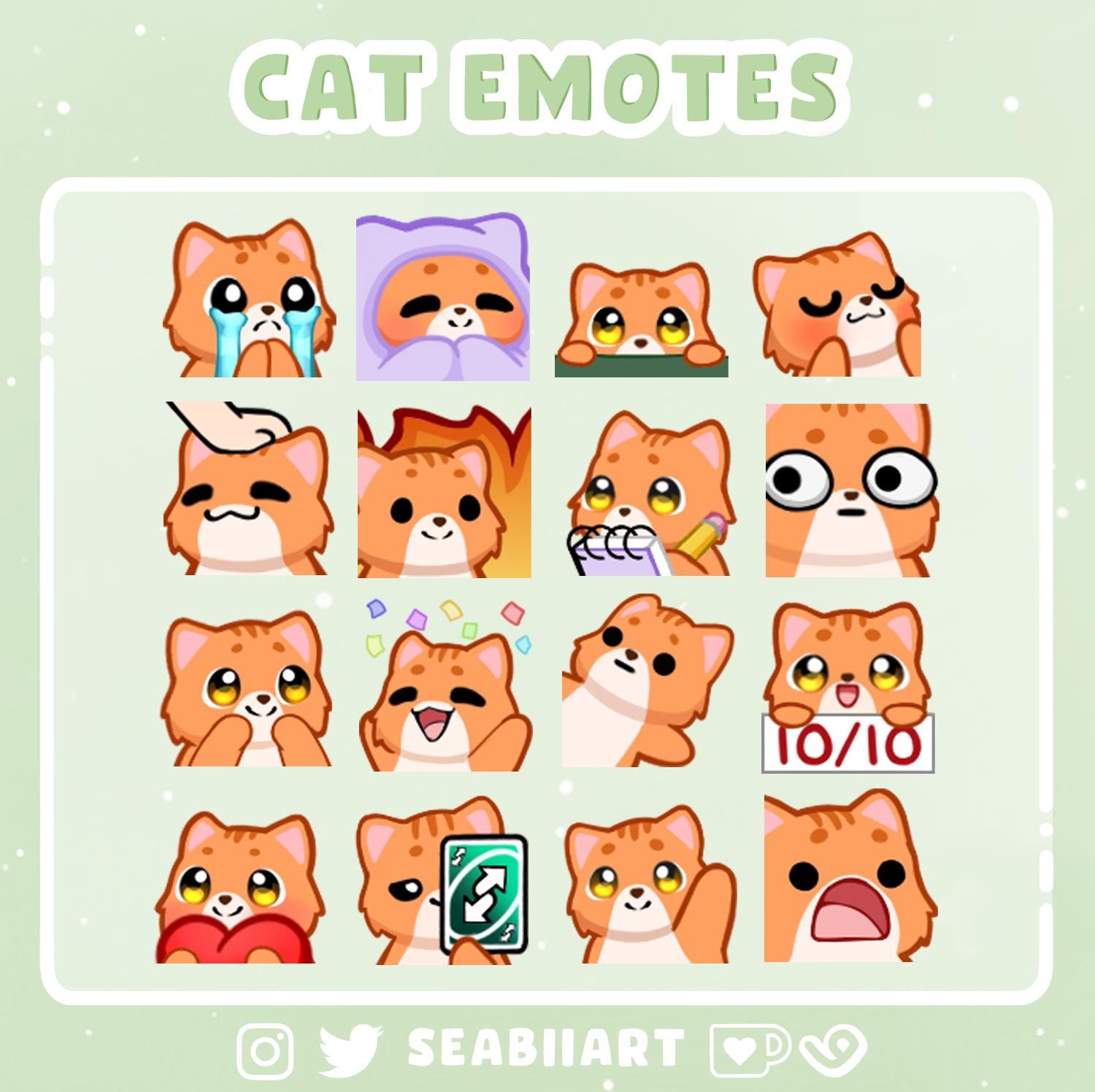 Orange Cat Emote Pack for Twitch, Discord and Youtube | P2U Emotes - Etsy