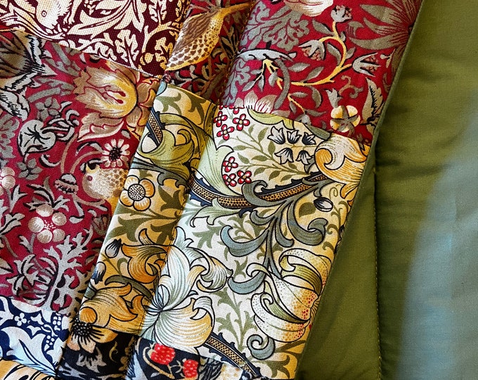 William Morris Patchwork Quilt, Unique One-off Original Throw, Handmade Blanket With Twelve ...