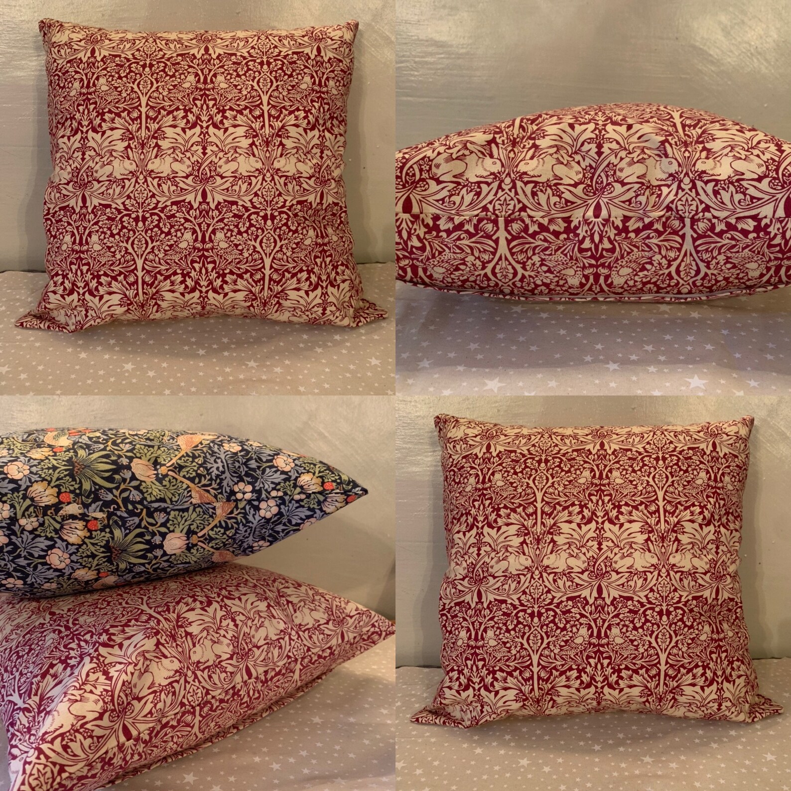 William Morris Brer Rabbit Red Cushion Cover With Zip - Etsy