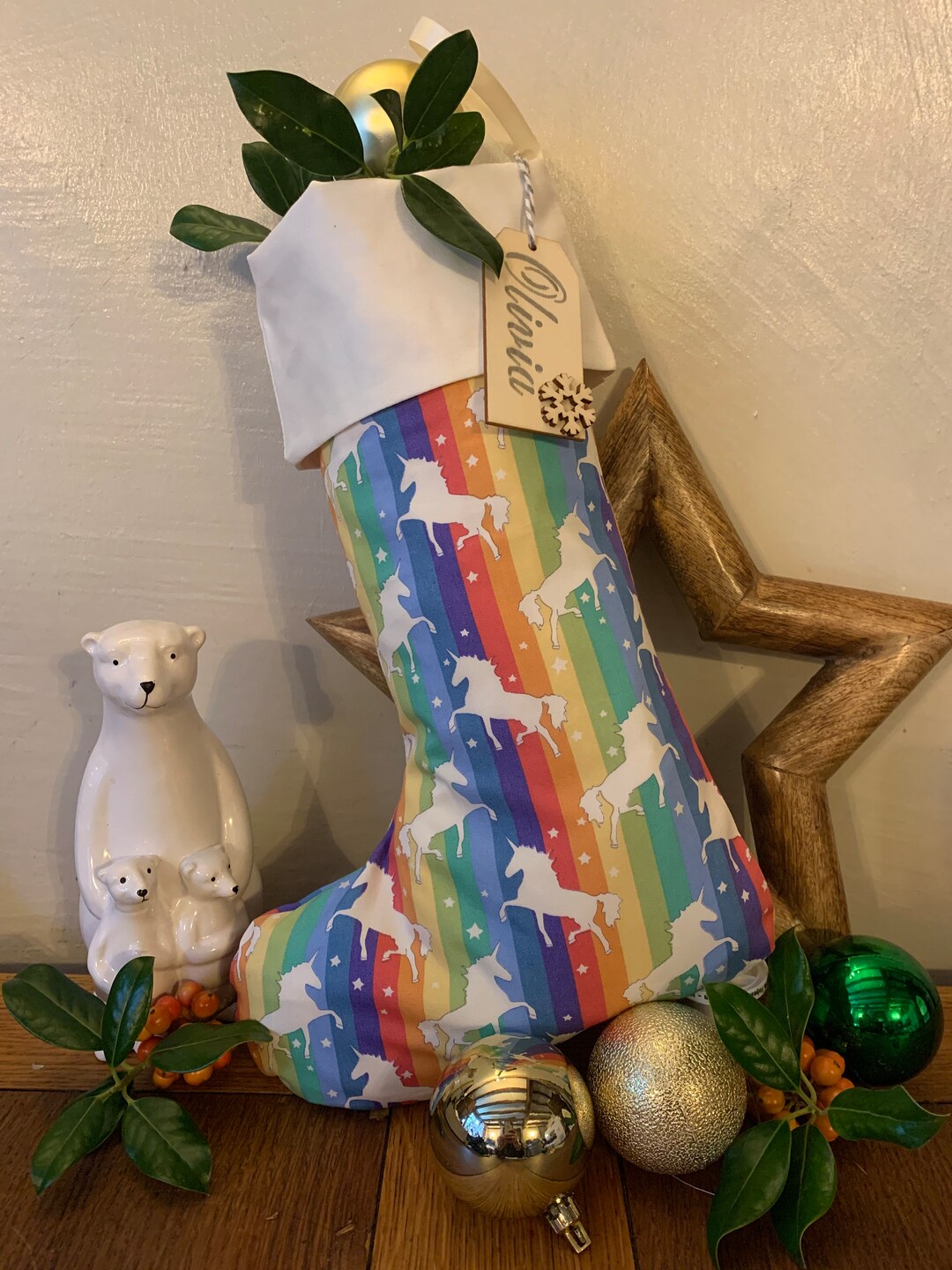Unicorn Rainbow Christmas Stocking/ Christmas Gift for Kids - Etsy