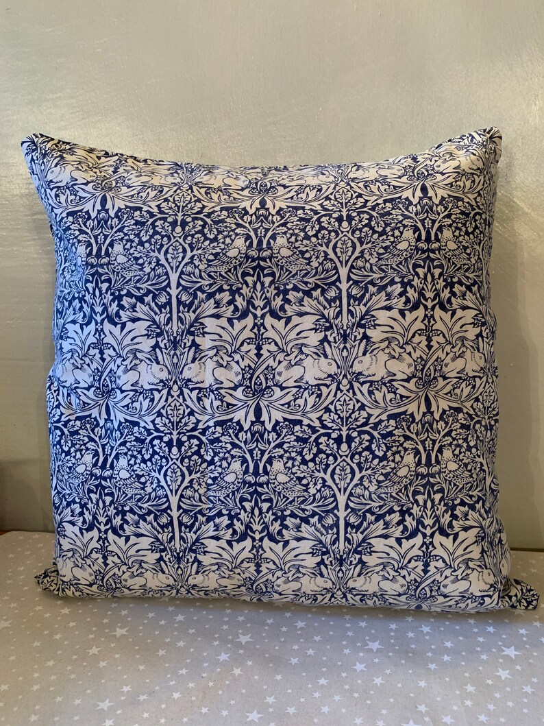 William Morris Brer Rabbit Blue Cushion Cover With Zip | Etsy William Morris Brer Rabbit Blue Cushion Cover With Zip | Etsy