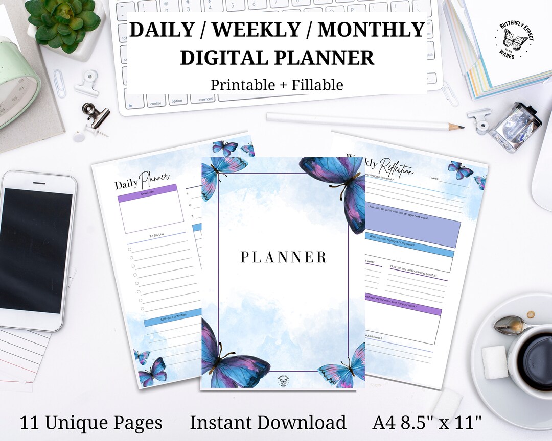 Butterfly Digital Planner: Printable Goal Planner (PDF) - Etsy