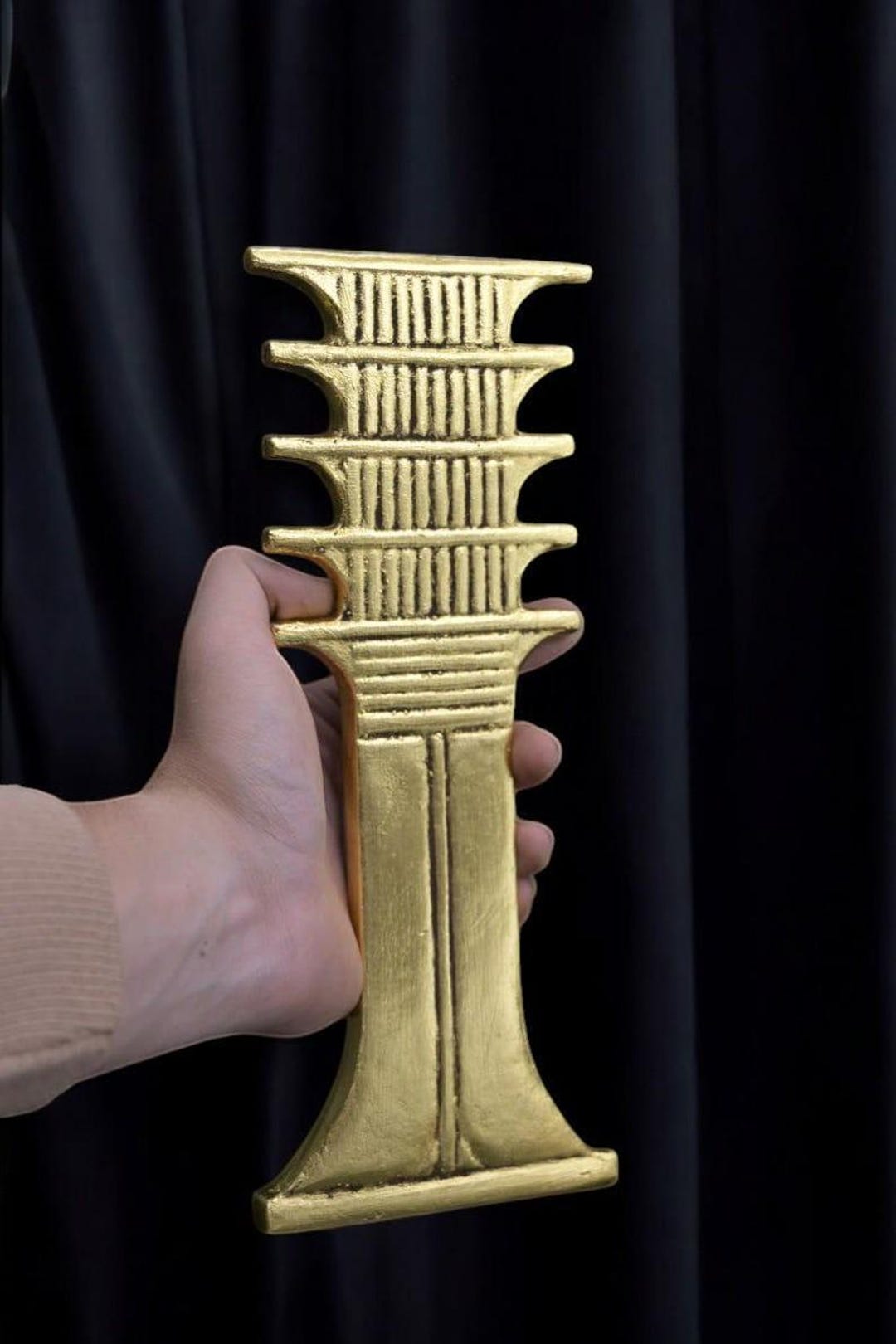 Rare Ancient Egyptian Djed Tower Statue: Gold Stone Relic - Etsy