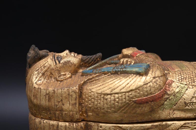 King Tutankhamuns Sarcophagus Replica-stone Coffin With Gold Leaf ...