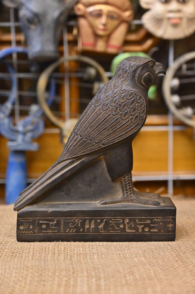 Handcrafted Horus Statue | Ancient Egyptian Stone Figurine Decor - Etsy