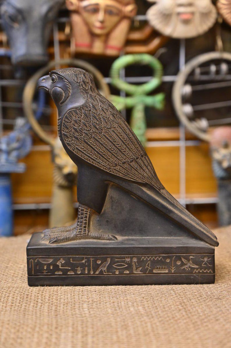 Handcrafted Horus Statue | Ancient Egyptian Stone Figurine Decor - Etsy
