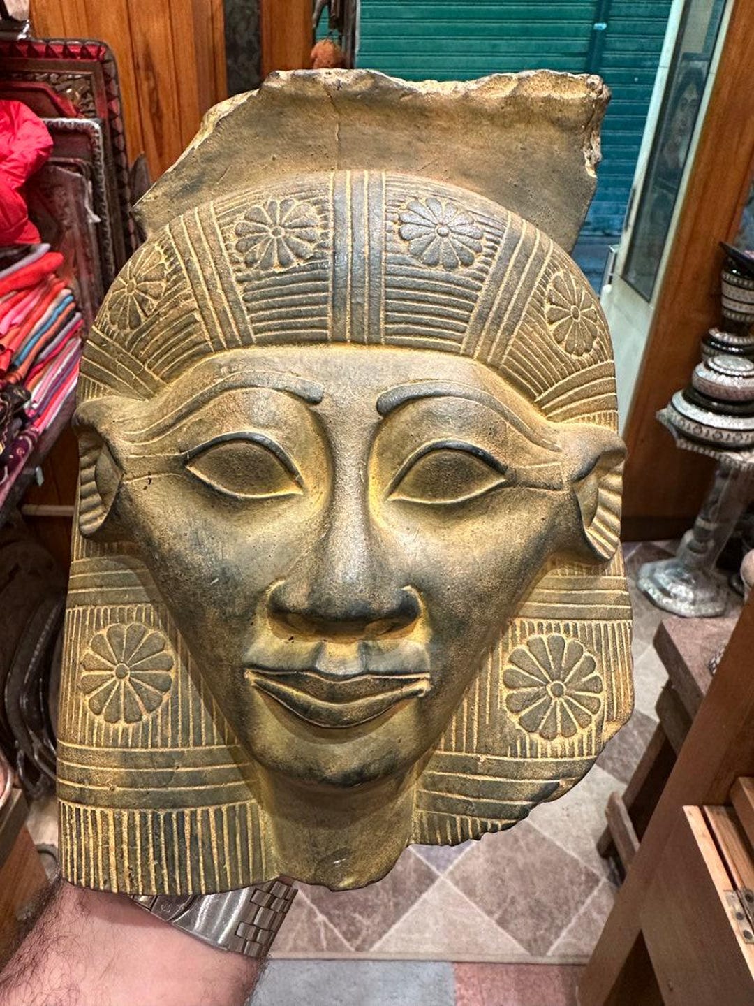 Handcrafted Hathor Stone Mask, Egyptian Goddess - Etsy