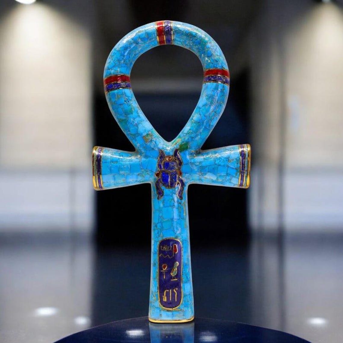Rare Ancient Egyptian Ankh Key of Life With Scarab Authentic Handmade ...