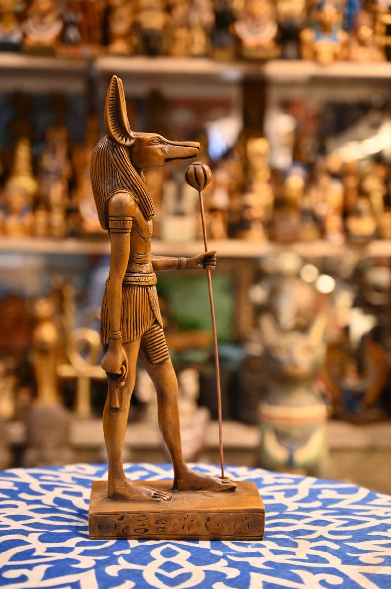 Handcrafted Anubis Stone Statue: Egyptian God Decor - Etsy