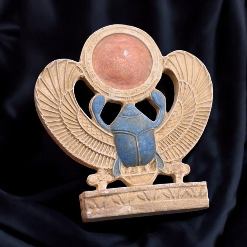 Rare Egyptian Winged Scarab With Sun Disk - Ancient Egyptian Antique ...