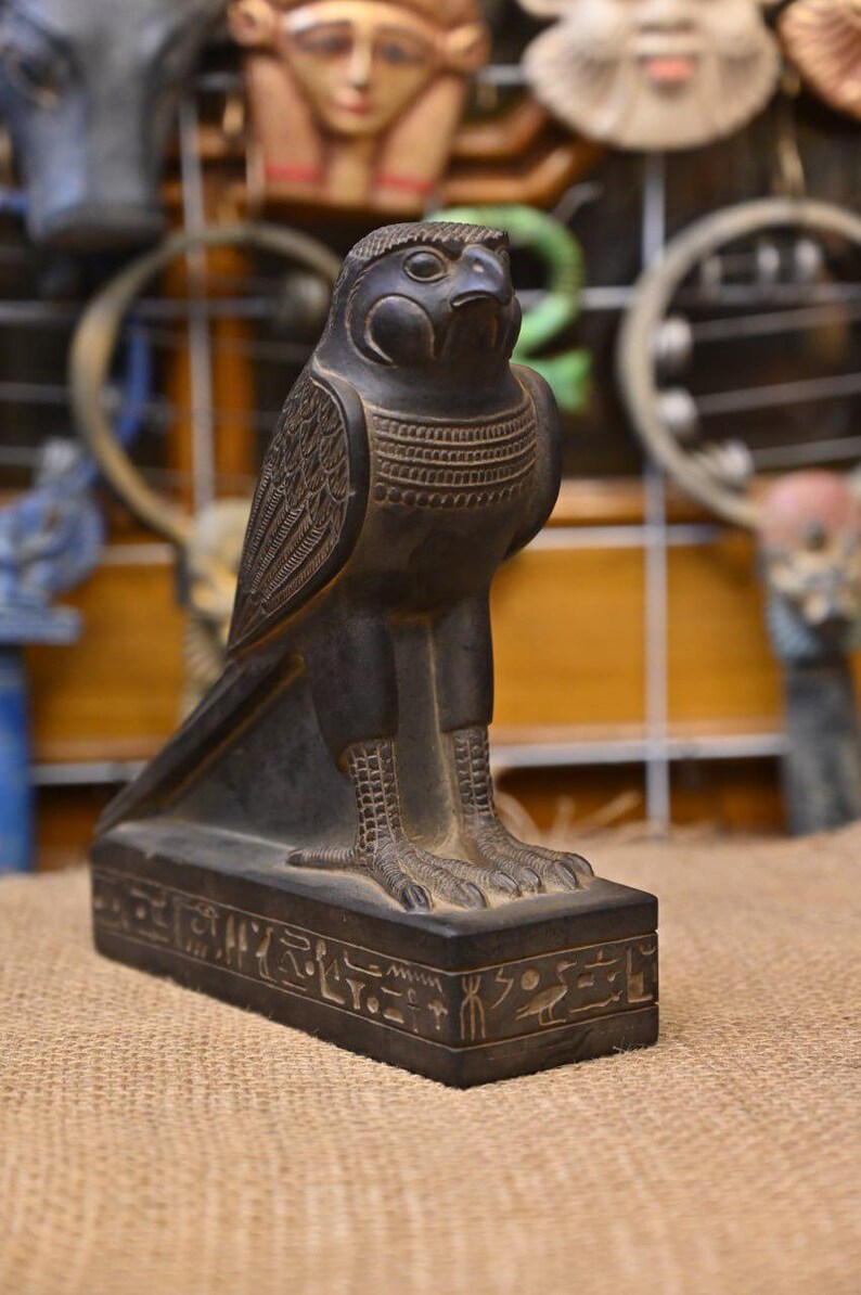 Handcrafted Horus Statue | Ancient Egyptian Stone Figurine Decor - Etsy