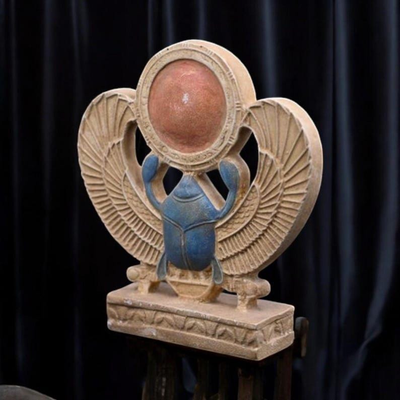Rare Egyptian Winged Scarab With Sun Disk - Ancient Egyptian Antique ...