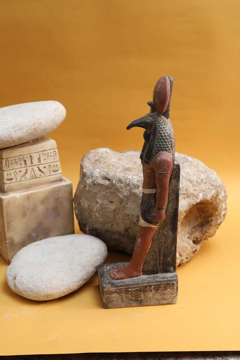 Ancient Egyptian Thoth Statue: Hand-carved Stone Pharaonic Sculpture - Etsy
