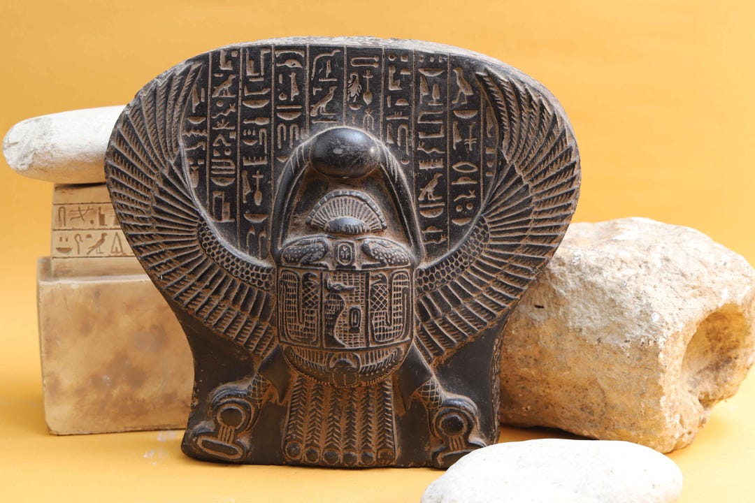 Ancient Egyptian Scarab Statue: Collectible Stone Artifact - Etsy