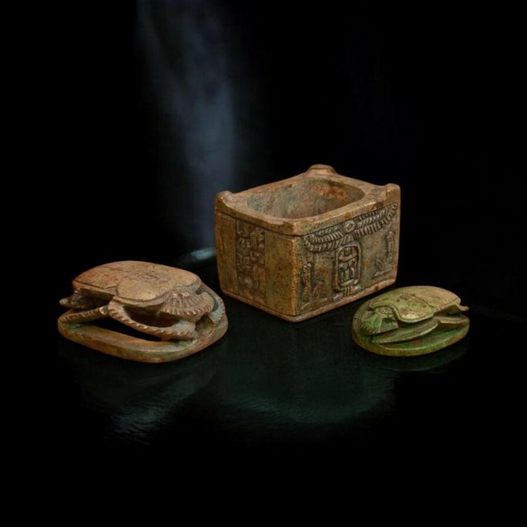 Ancient Egyptian Scarab Box - Handcrafted Stone Amulet Symbol of ...