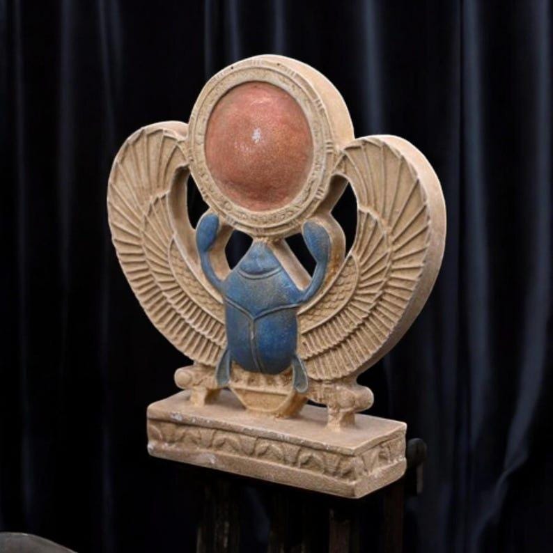 Rare Egyptian Winged Scarab With Sun Disk - Ancient Egyptian Antique ...
