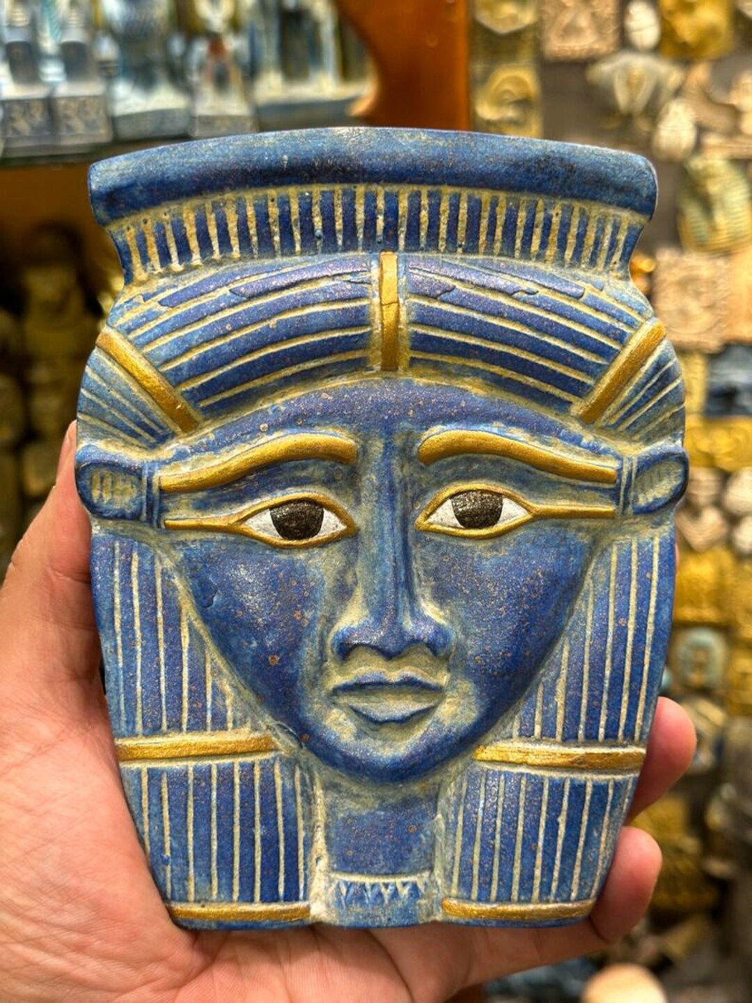 Handcrafted Egyptian Hathor Mask Sculpture, Ancient Mythology Statue - Etsy