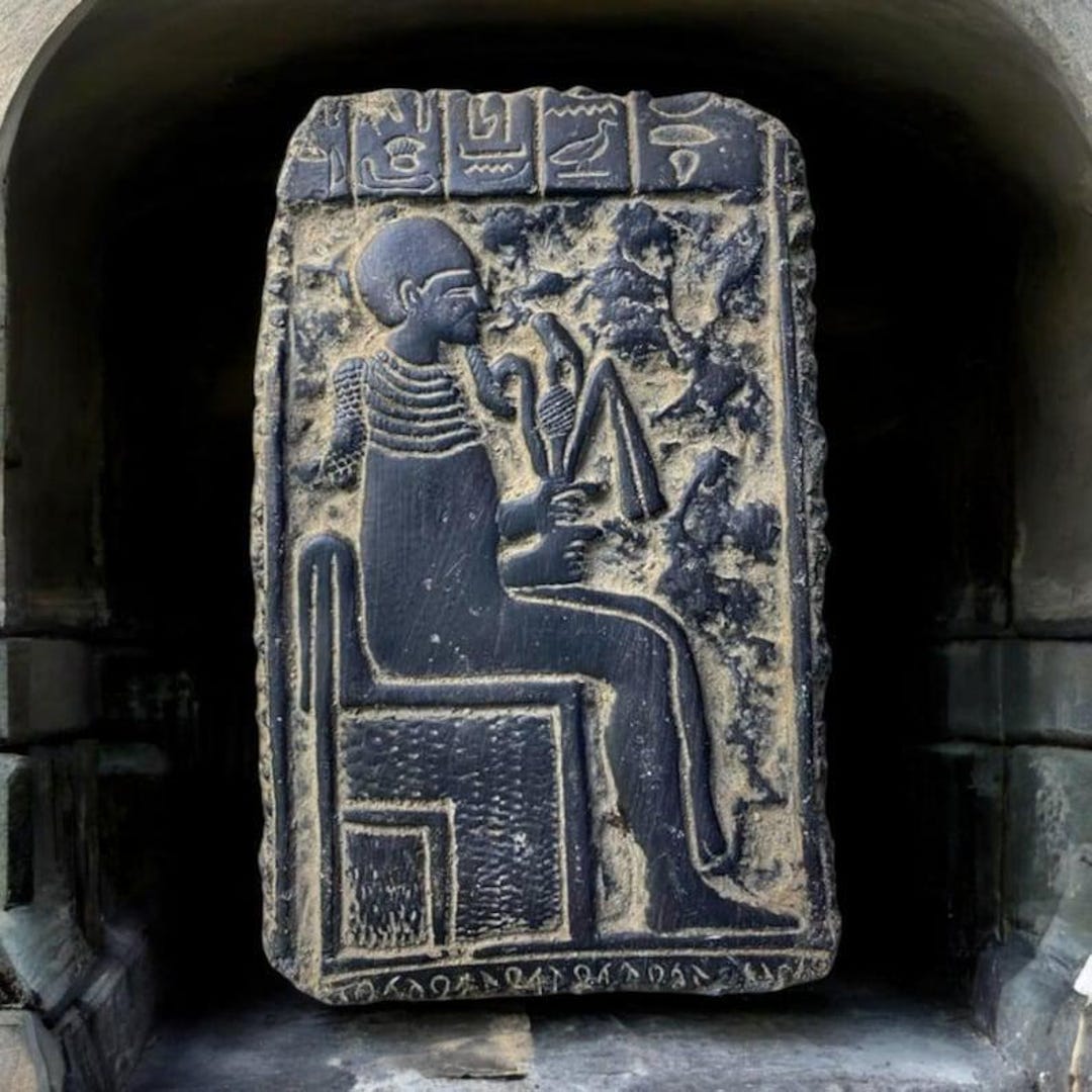 Ancient Egyptian Relief of God Ptah - Handmade Black Stone Replica ...