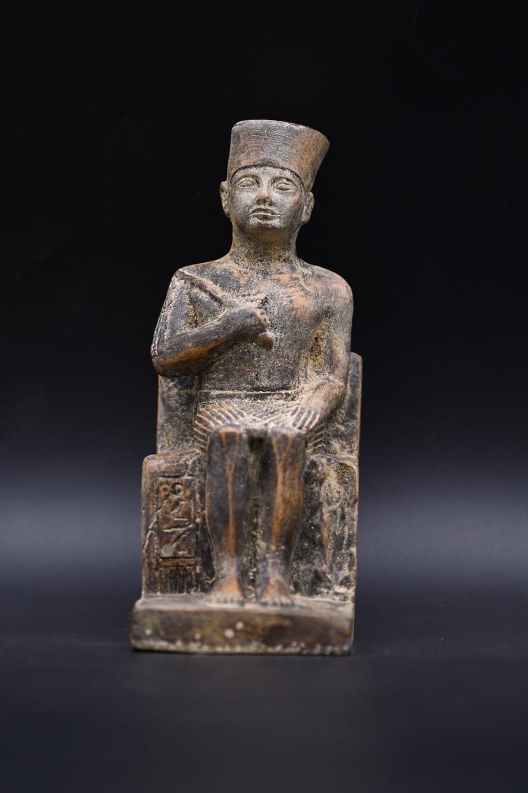 King Khufu Pharaoh Statue Replica - Handmade Egyptian Basalt Sculpture ...