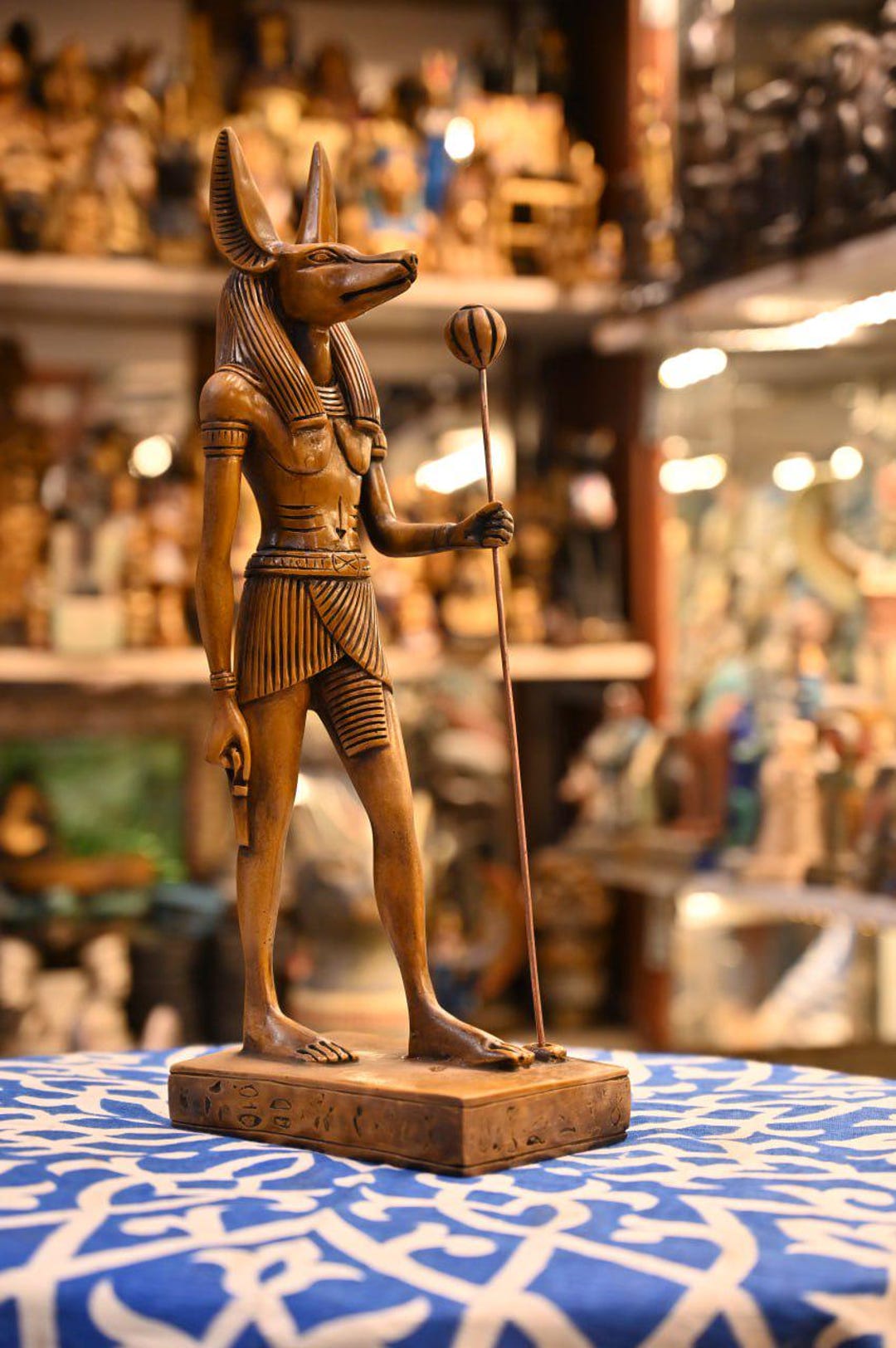 Handcrafted Anubis Stone Statue: Egyptian God Decor - Etsy