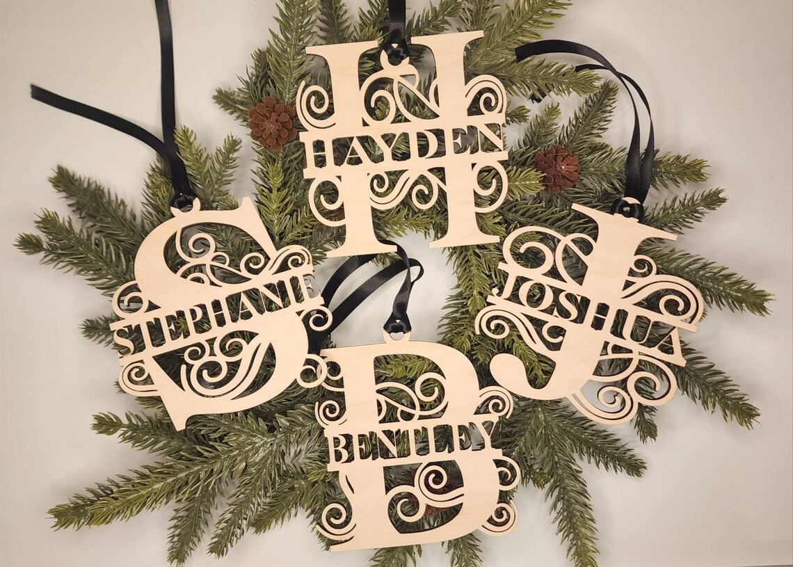 Monogrammed Ornaments Personalized Ornaments Custom Name - Etsy