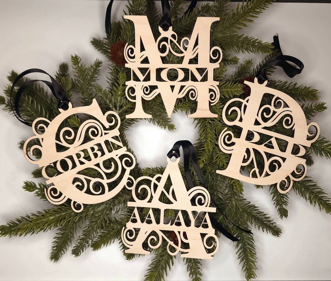 Monogrammed Ornaments, Personalized Ornaments, Custom Name Ornaments ...