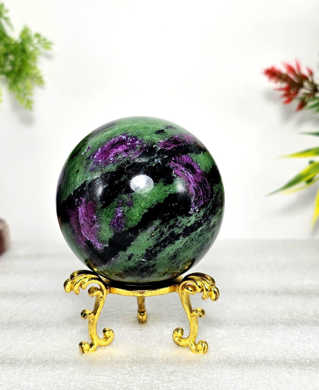 Ruby Zoizite Sphere / 60mm / UV Reactive / Ruby / Chakra / Rocks and ...