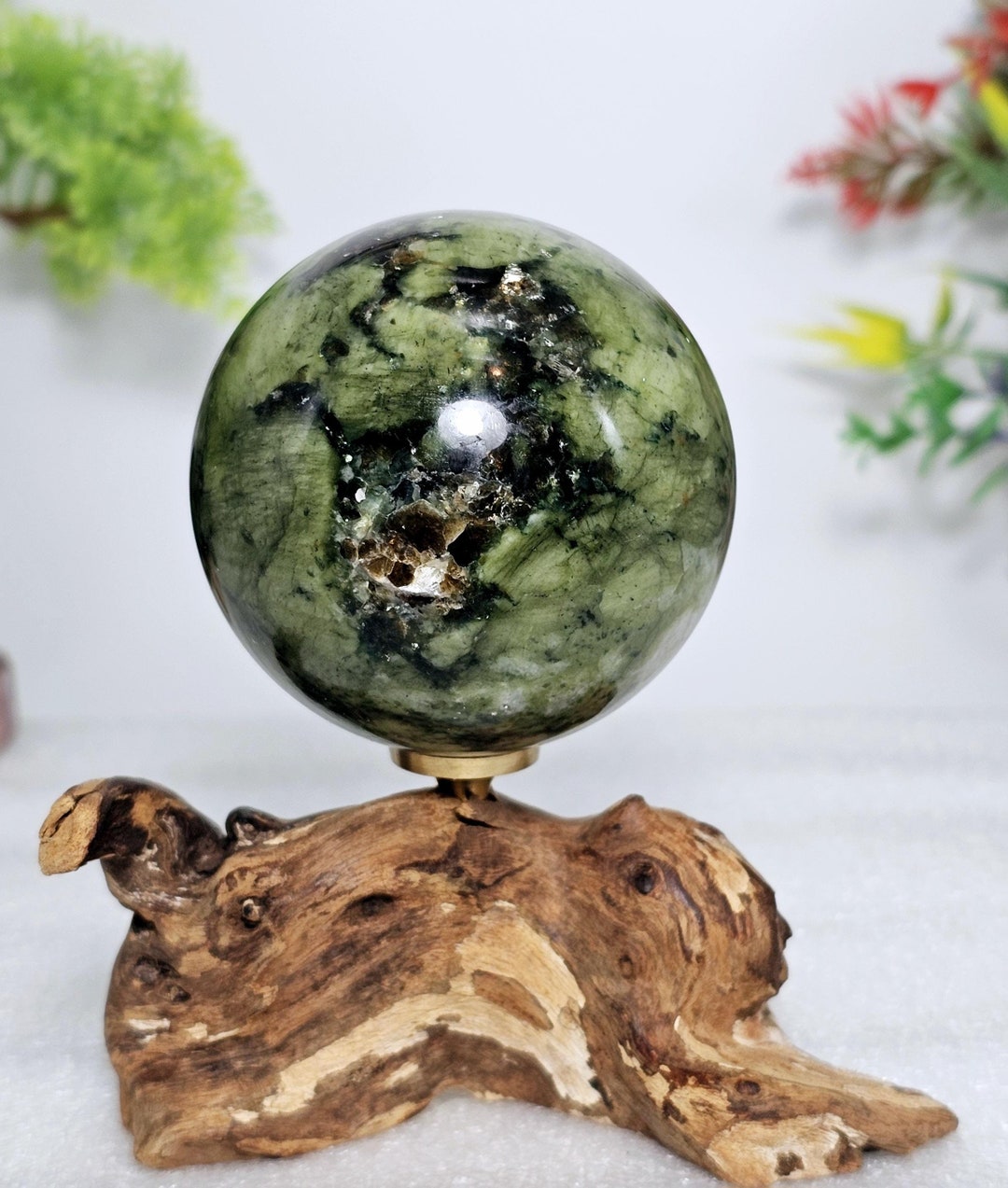 Sparkly Green Jade Sphere / 60mm / Jade / Chakra / Rocks and Minerals ...