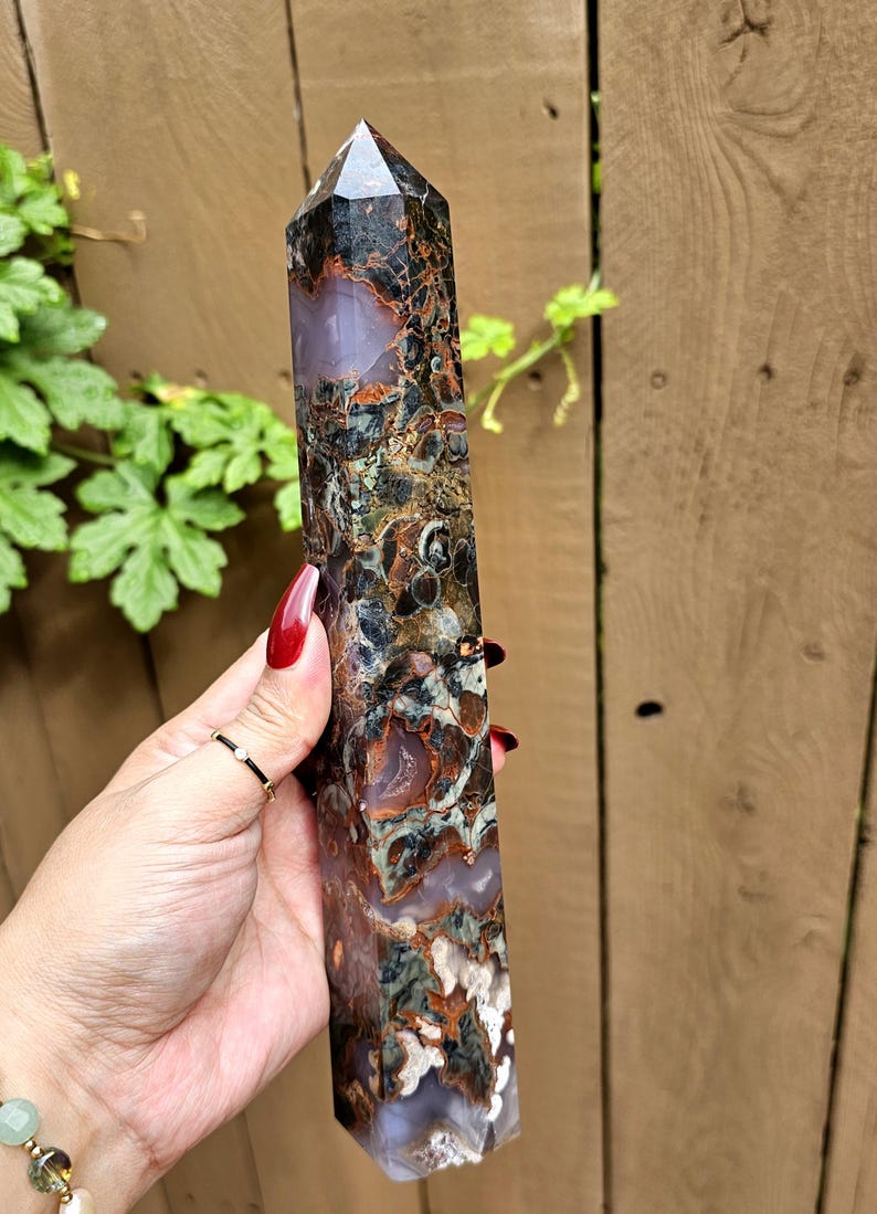 Money Agate Tower / 9" / Good Luck and Prosperity Stone / Chakra / Rocks and Minerals / St75 - Etsy