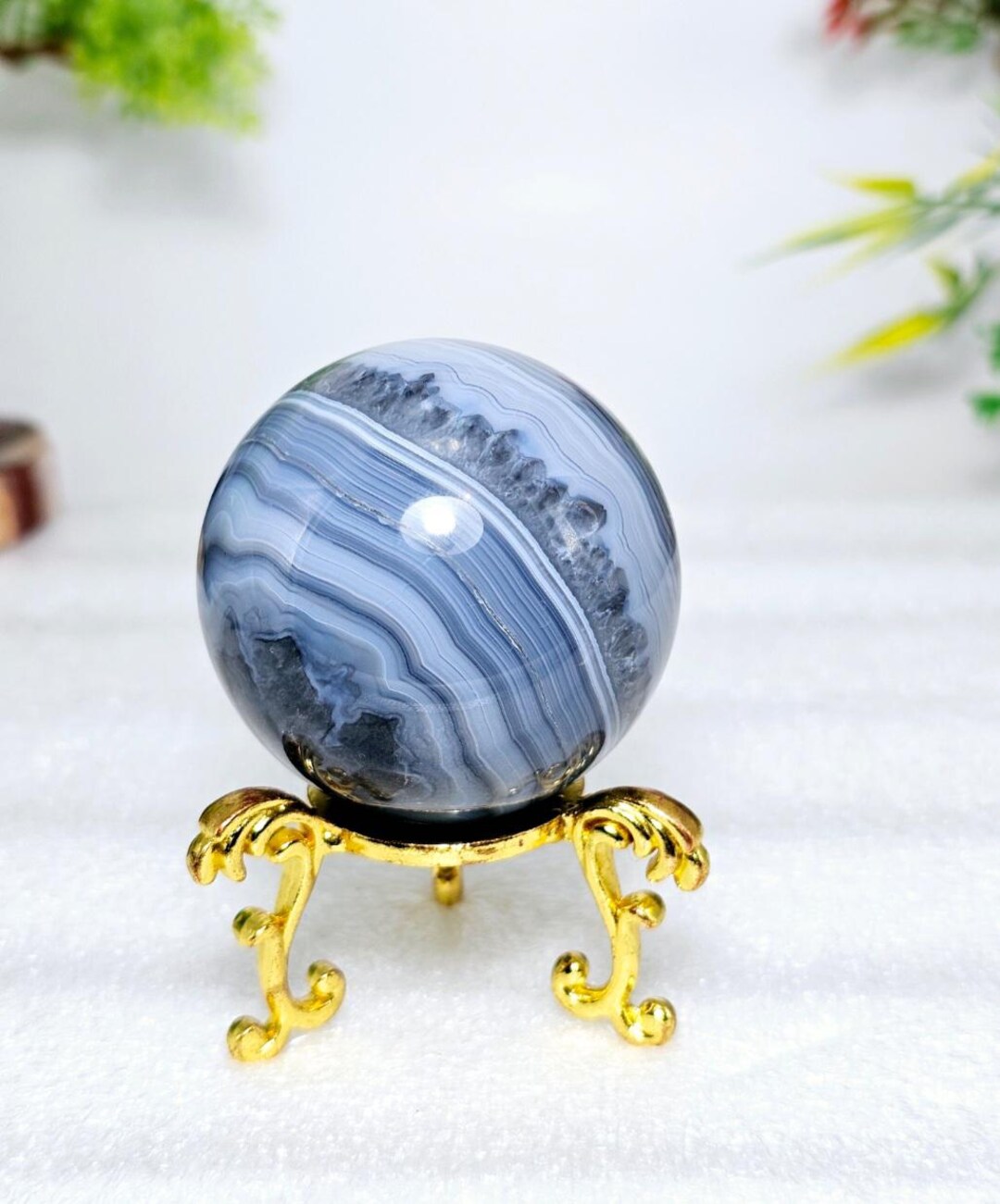 Blue Lace Agate Sphere / 49mm / Blue Agate / Chakra / Rocks and ...