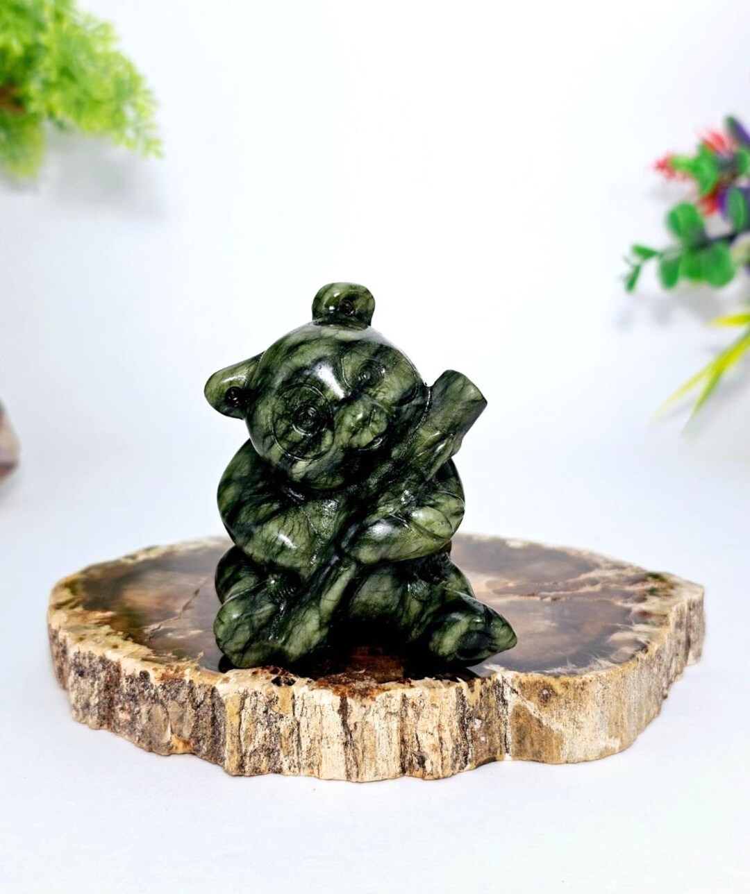 Green Jade Panda Carving / 2.45" / Jade / Animal Totem / Panda ...