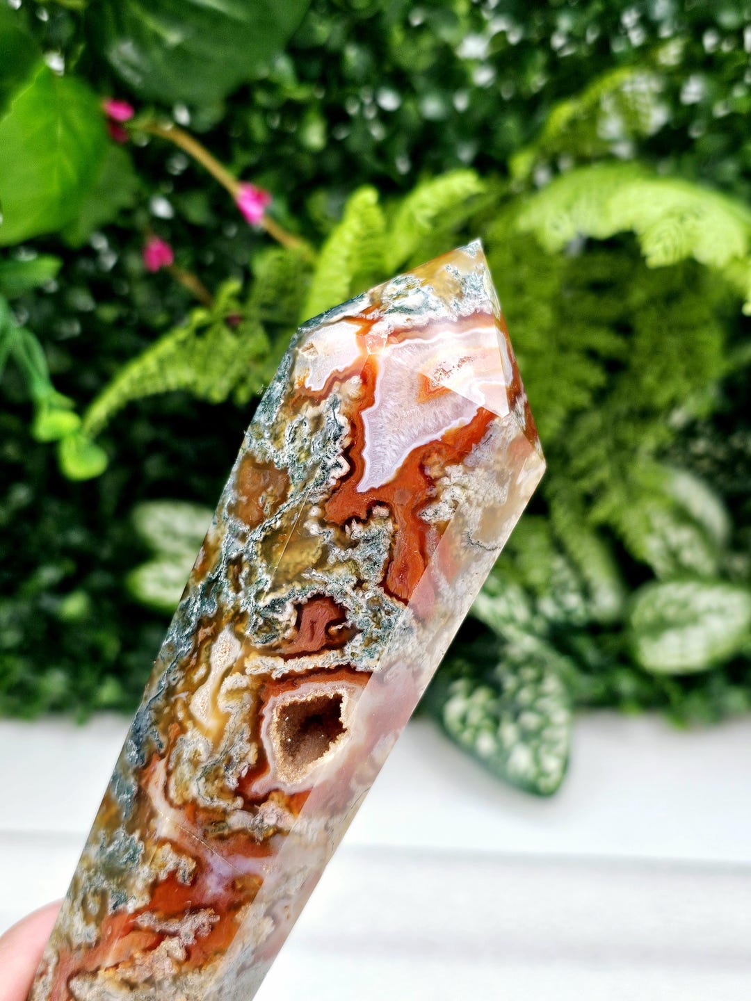 Carnelian Moss Agate Wand / Druzy Agate / Crystal Wand / Chakra / Rocks ...