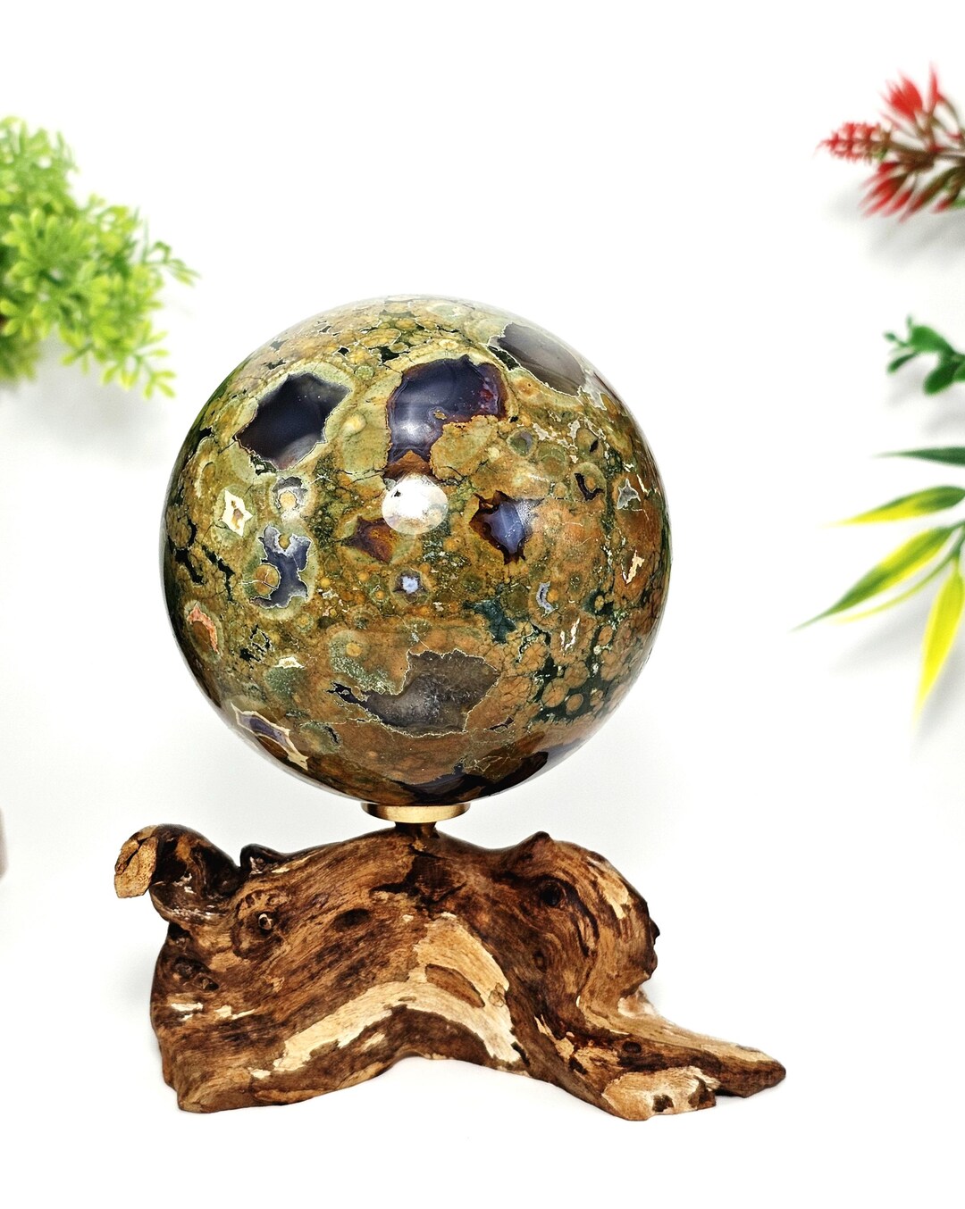 Rainforest Jasper Sphere With Agate / 77mm / Green Jasper / Chakra ...