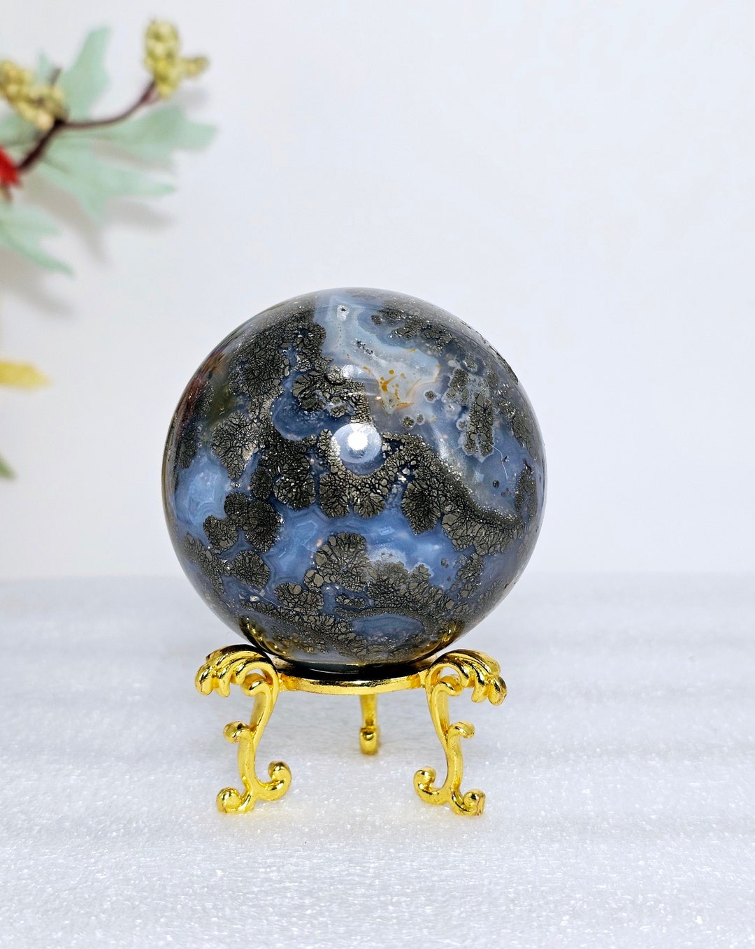 Marcasite Sphere / 66mm / Pyrite in Agate / Pyrite / Rocks and Minerals ...