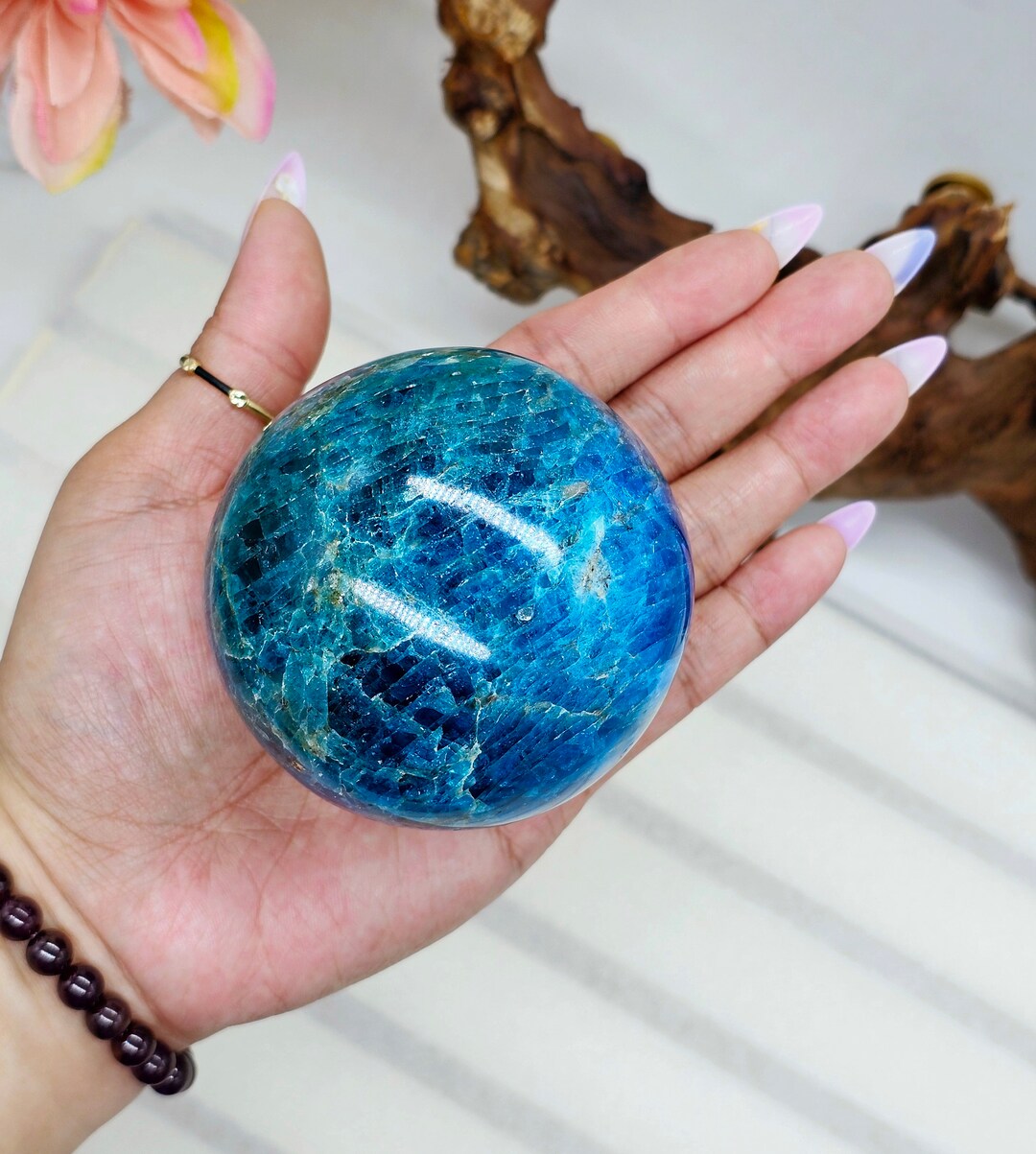 Blue Apatite Sphere / 70mm / Blue Sphere / Chakra / Rocks and Minerals ...
