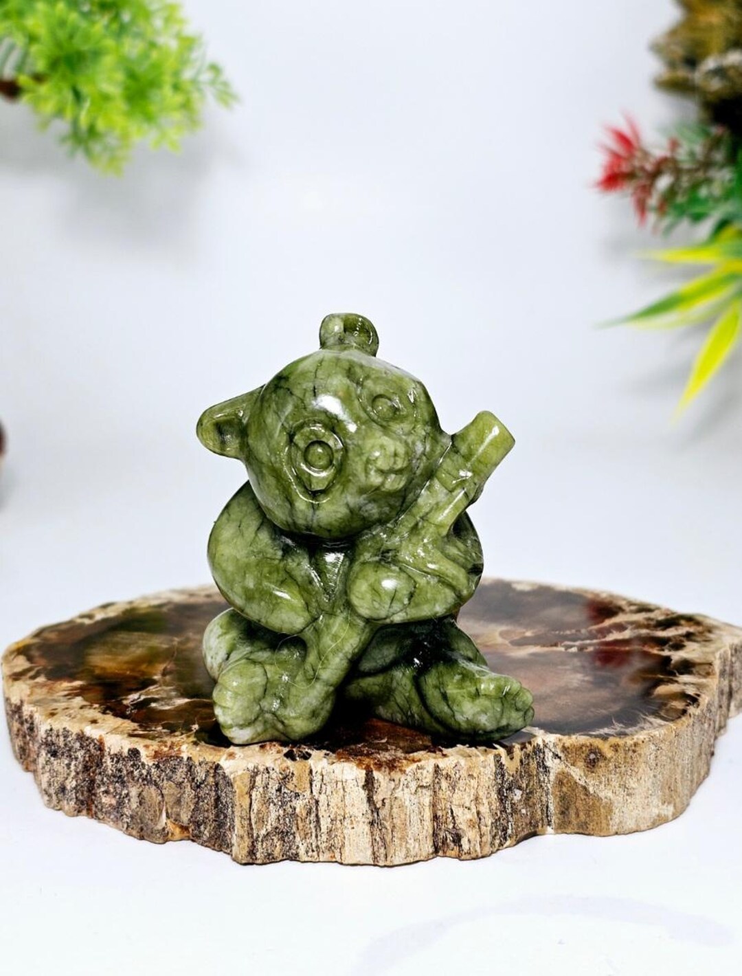 Green Jade Panda Carving / 2.3" / Jade / Animal Totem / Panda / Crystal ...