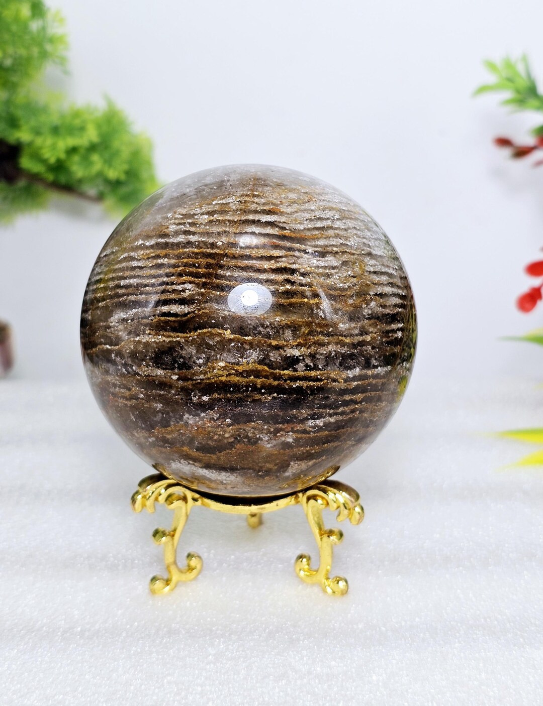 Thousand Layer Sphere / 75mm / Scenic Quartz / Lodolite / Chakra ...