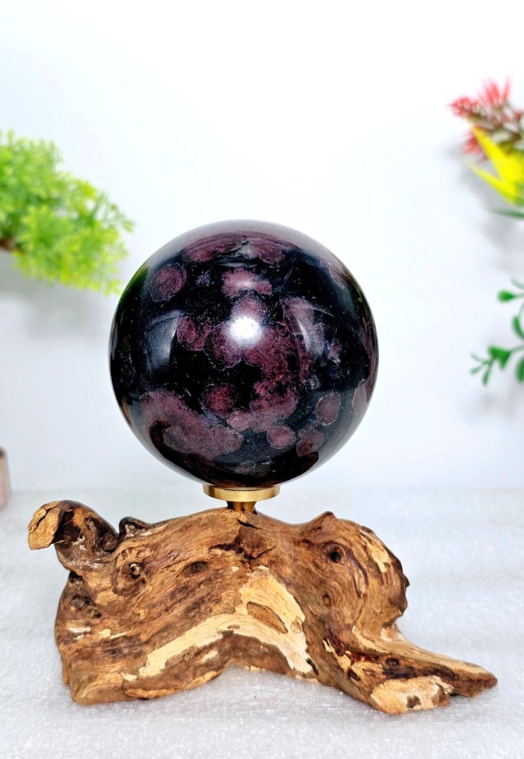 Garnet With Astrophyllite Sphere / 59mm / Garnet / Fireworks / Chakra ...