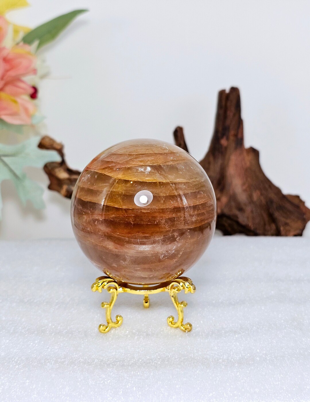 Golden Healer Sphere / 75mm / Yellow Quartz / Hematoid / Rocks and ...