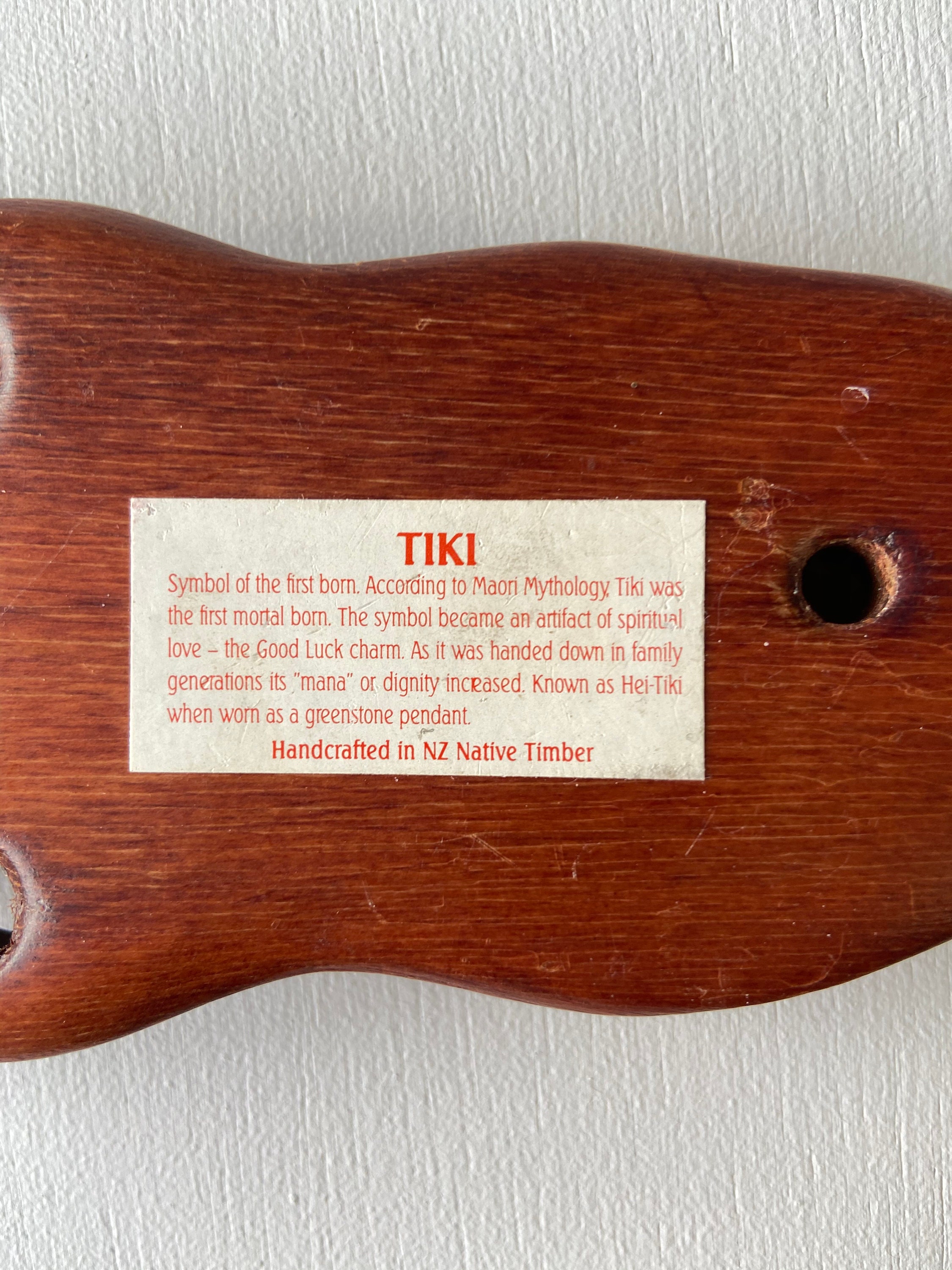 Vintage Hand Carved Wooden Tiki. Good Luck Charm. Symbol of the First ...